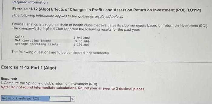 Solved Exercise 11-12 (Algo) Effects of Changes in Profits | Chegg.com