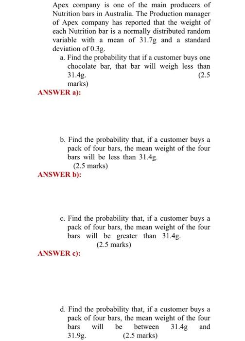 Solved Apex company is one of the main producers of | Chegg.com