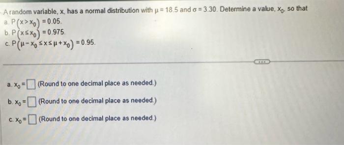Solved A random variable, \\( \\mathbf{x} \\), has a normal | Chegg.com