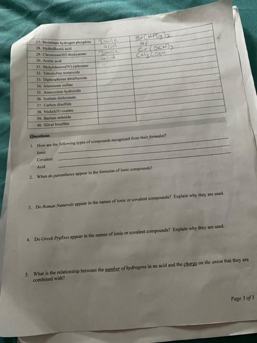 Solved Questions 1. How are the following types of compounds | Chegg.com