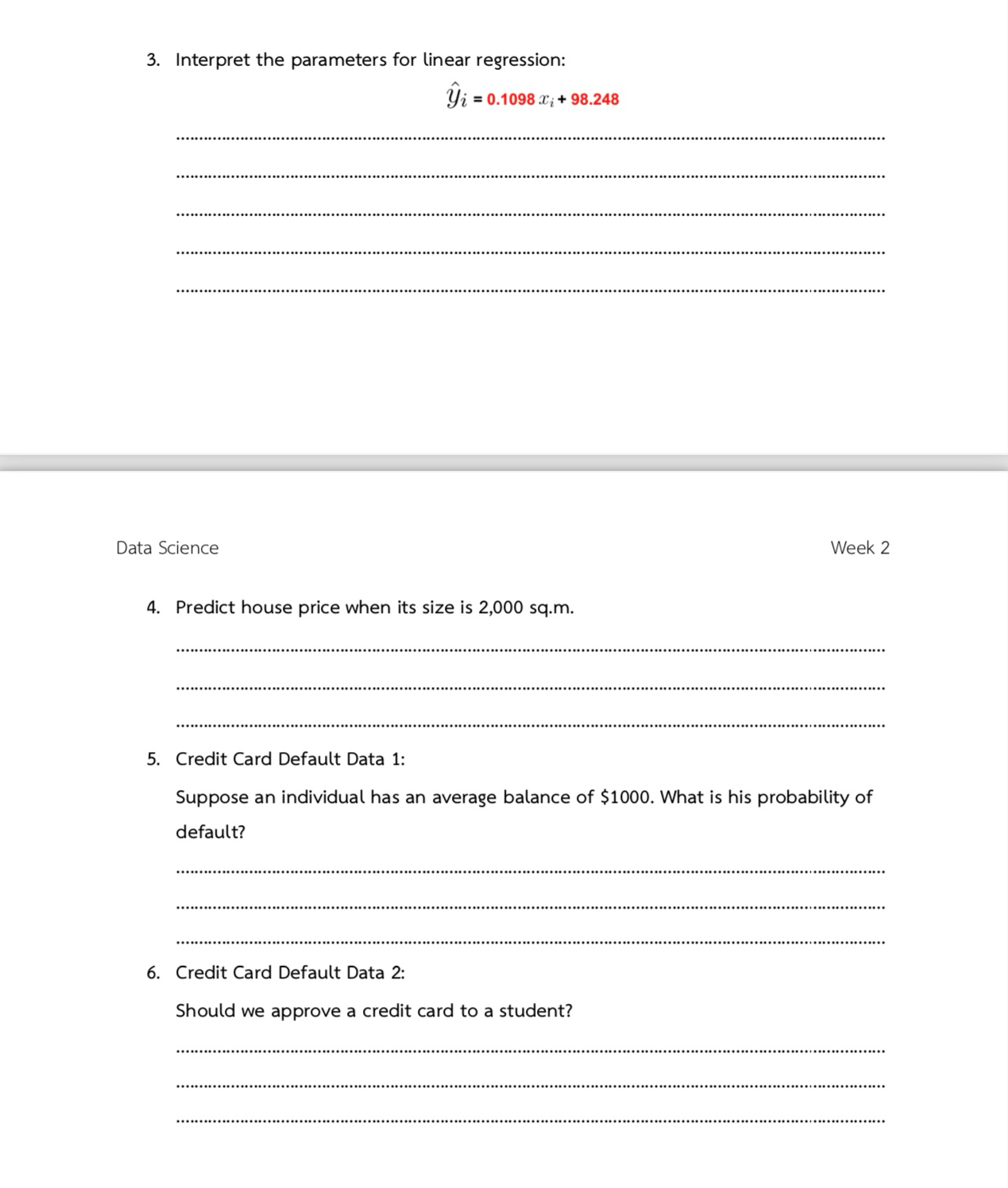 Solved Interpret the parameters for linear | Chegg.com