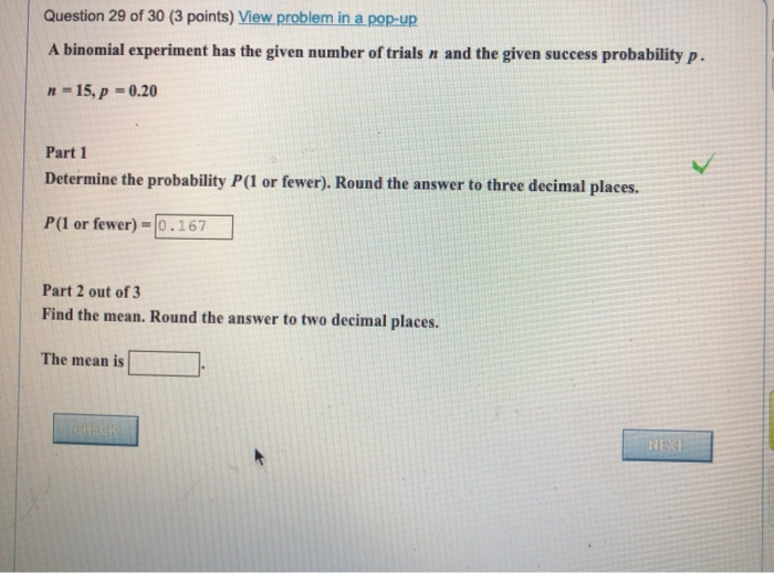 Solved Question 29 of 30 (3 points) View problem in a pop-up | Chegg.com
