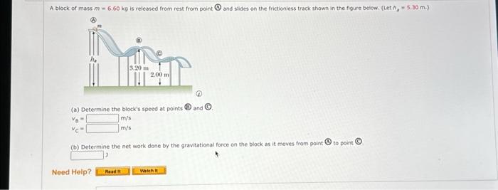 Solved A block of mass m=5.60 kg is released from rest from | Chegg.com
