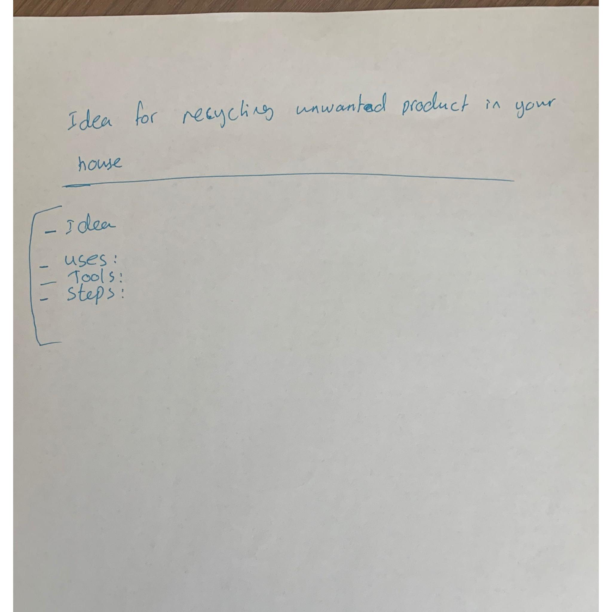 Solved Idea for recycling unwanted product is your | Chegg.com