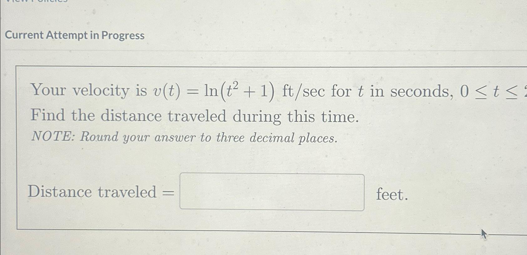Solved Current Attempt in ProgressYour velocity is | Chegg.com
