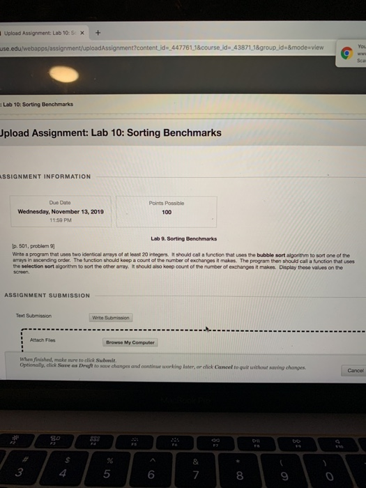 Solved + Upload Assignment: Lab 10: S x You | Chegg.com