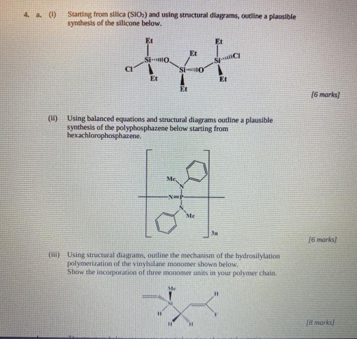 Solved 4. a. (1) Starting from silica (SIO2) and using | Chegg.com