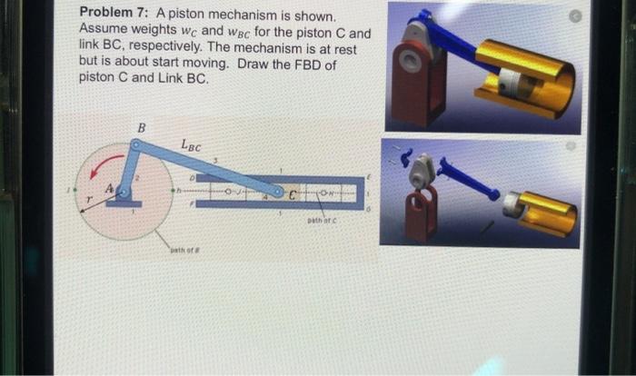 Solved Problem 7: A piston mechanism is shown. Assume | Chegg.com