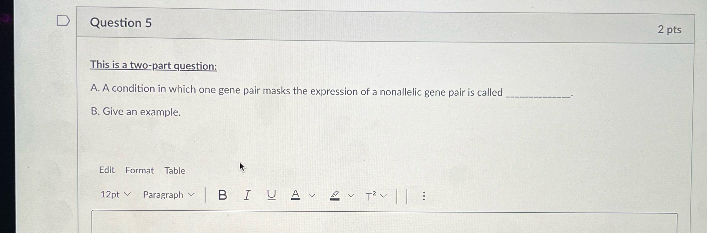 Solved Question 52ptsThis is a two-part question:A. ﻿A | Chegg.com