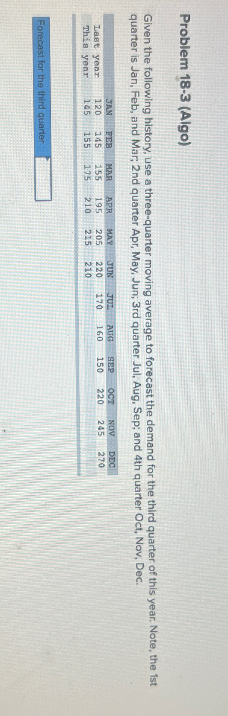 Solved Problem 18-3 (Algo)Given the following history, use a | Chegg.com Solved Problem 18-3 (Algo)Given the following history, use a | Chegg.com