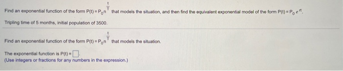 Solved Find an exponential function of the form P(1) - Pon' | Chegg.com