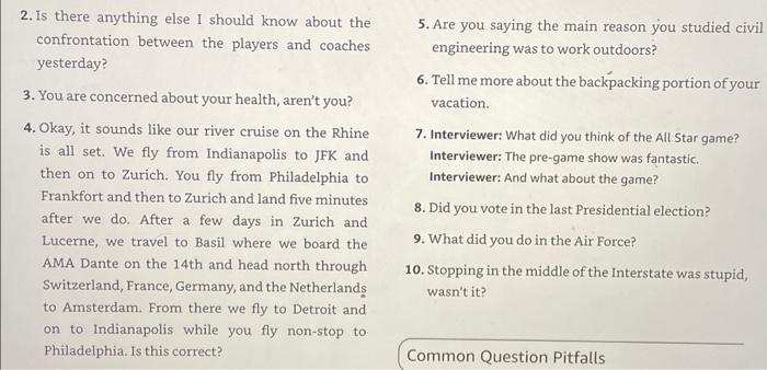 Exercise \#2-Identification of Questions Identify | Chegg.com