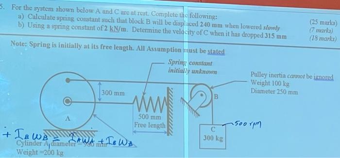 Solved 5. For the system shown below A and C are at rest. | Chegg.com