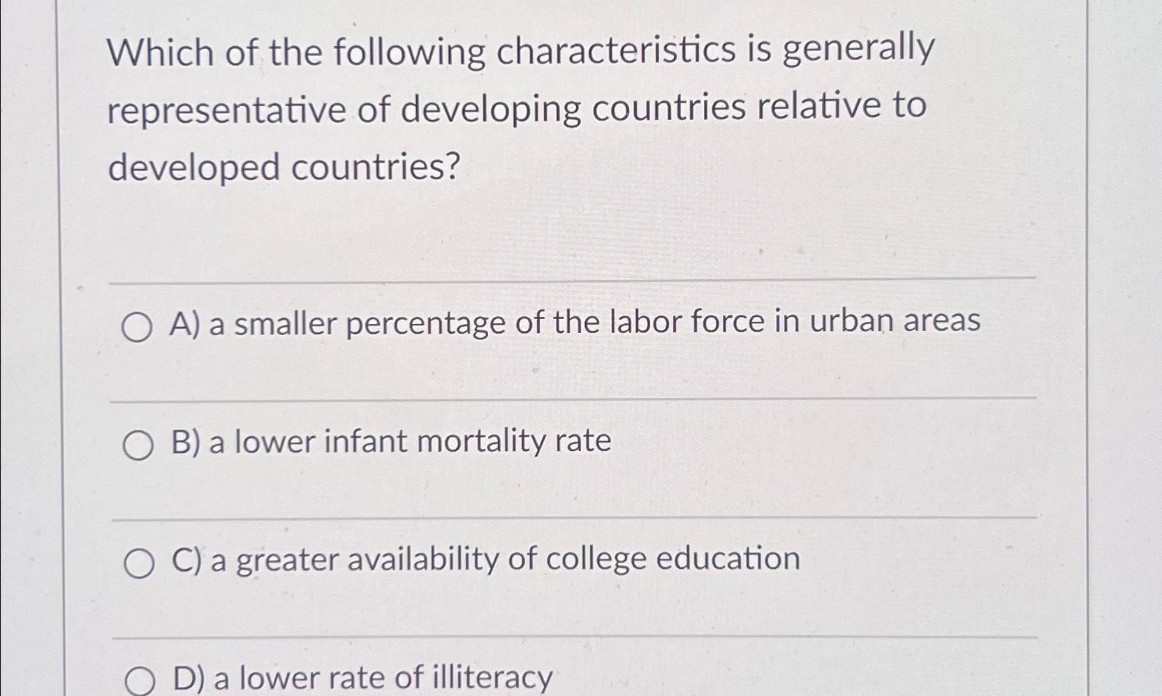 Solved Which of the following characteristics is generally | Chegg.com