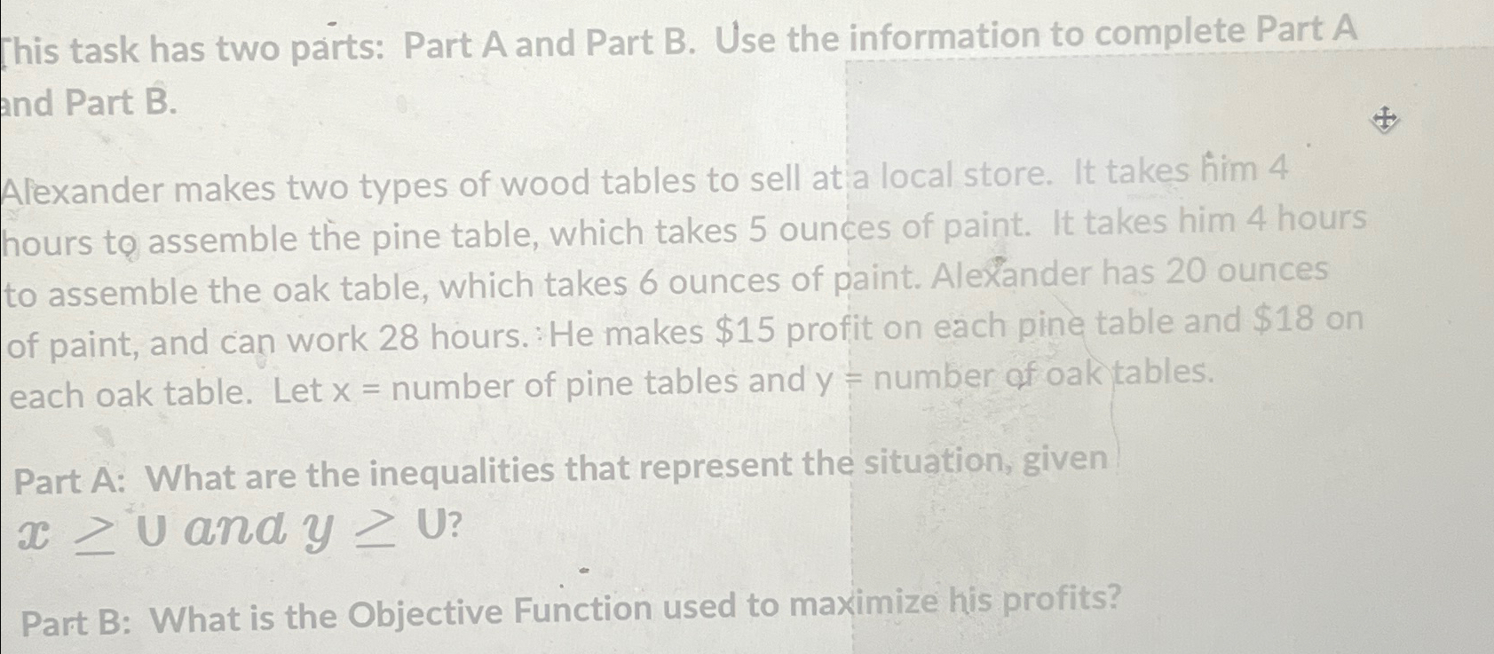 Solved This task has two parts: Part A and Part B. Use the | Chegg.com Solved This task has two parts: Part A and Part B. Use the | Chegg.com