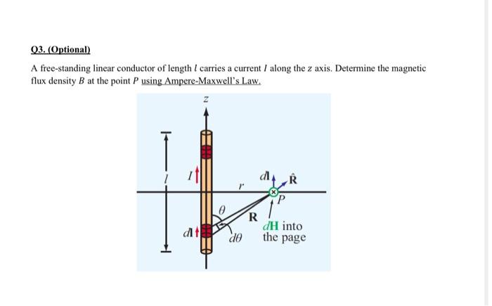 Solved Q3. (Optional) A free-standing linear conductor of | Chegg.com