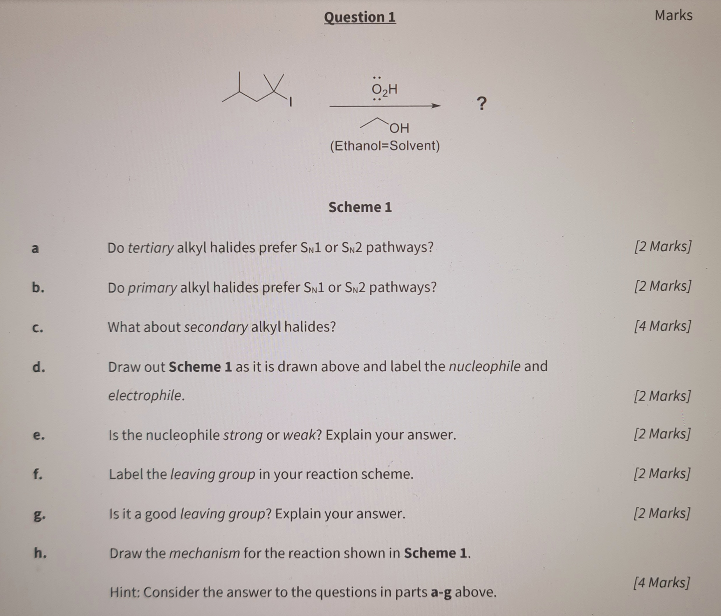 Solved Scheme 1a Do tertiary alkyl halides prefer SN1 ﻿or | Chegg.com