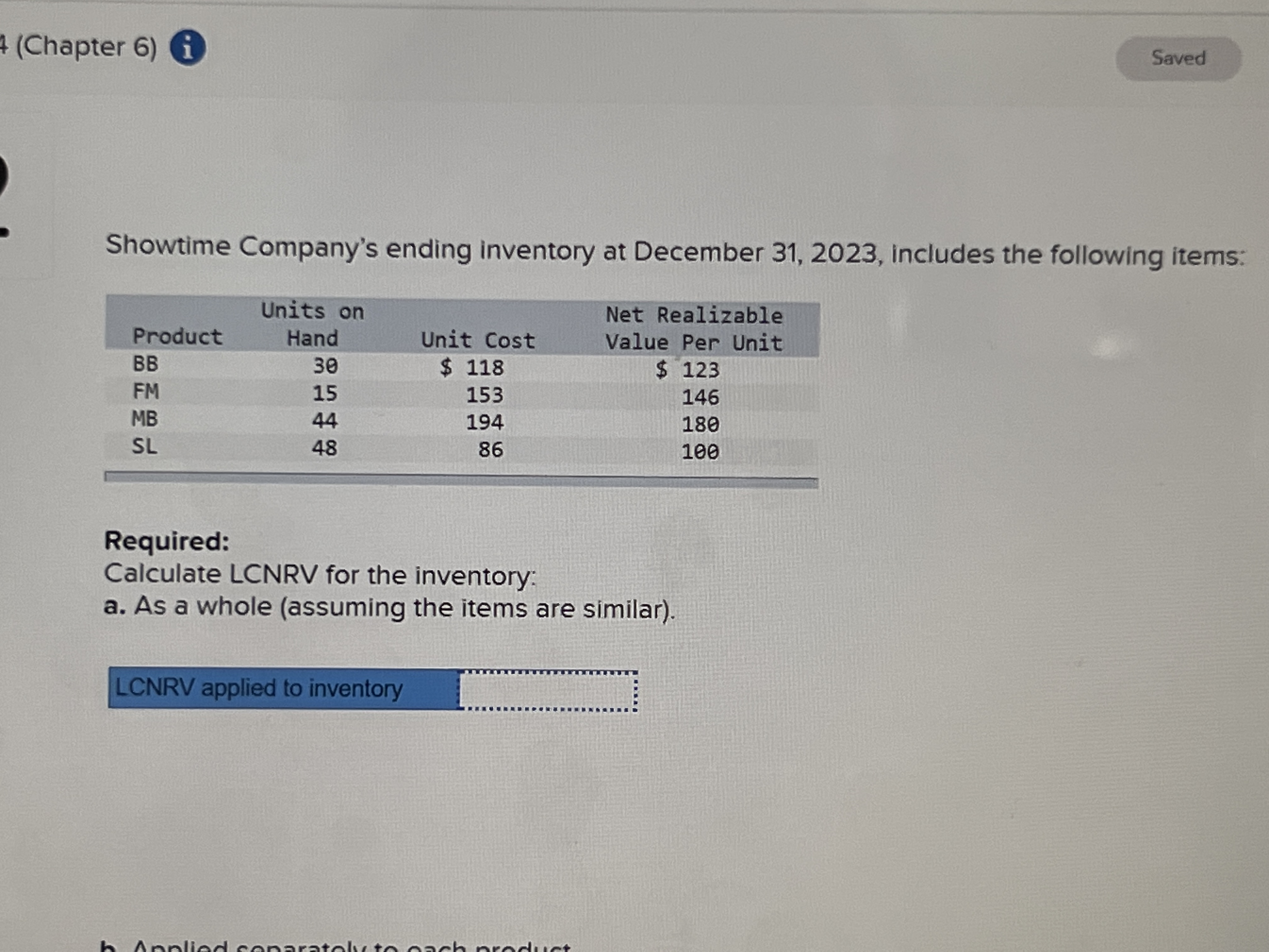 Solved Showtime Company's ending inventory at December | Chegg.com