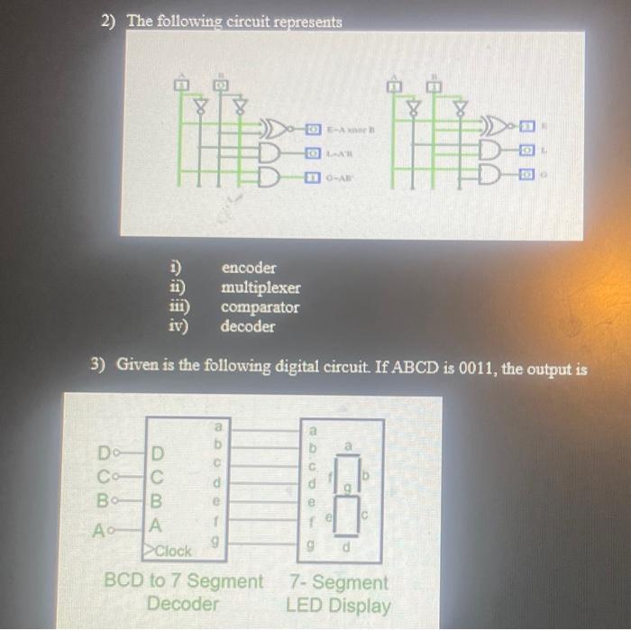 Solved 2) The following circuit represents 3)Given the | Chegg.com
