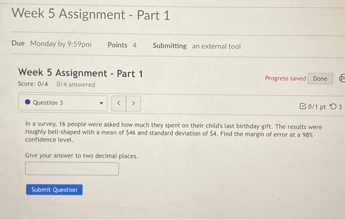 Solved Week 5 Assignment - Part 1 Due Monday by 9:59pm | Chegg.com