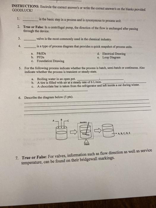 Solved INSTRUCTIONS: Encircle the correct answer's or write | Chegg.com