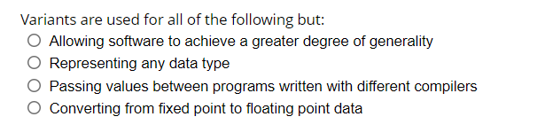 Solved Variants are used for all of the following | Chegg.com