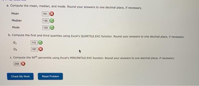 Solved C D E Formulas Used Mean Median Mode Q1 Q3 90th | Chegg.com