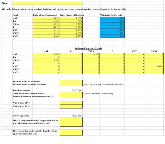 Solved Financial Analysis I Need Excel Formula
