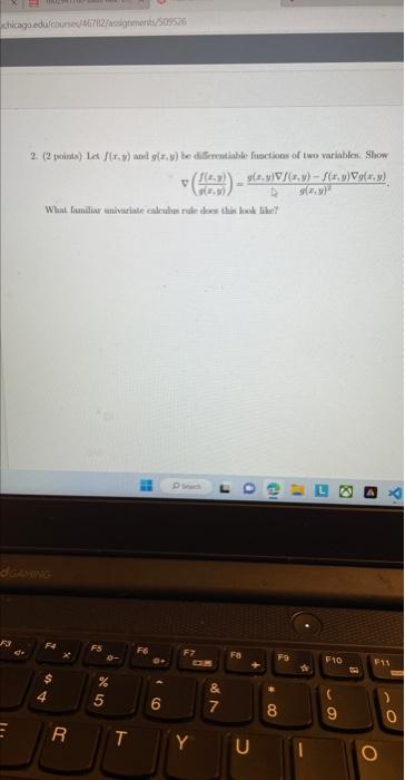 Solved 2. (2, points ) Lat f(x,y) and g(x,y) te dilfmetiahle | Chegg.com