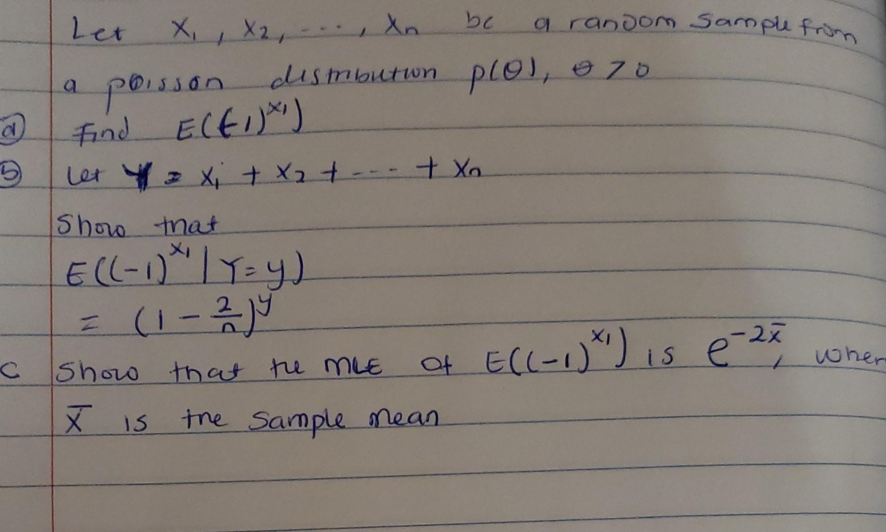 Solved bc a Let X, X2, ..., Xn a random sample from poisson | Chegg.com
