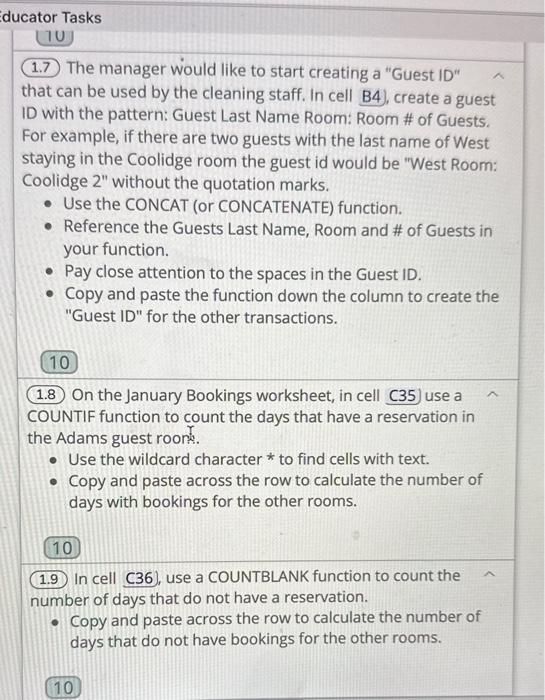 Solved MyEducator Tasks 1) December Guests The manager at | Chegg.com
