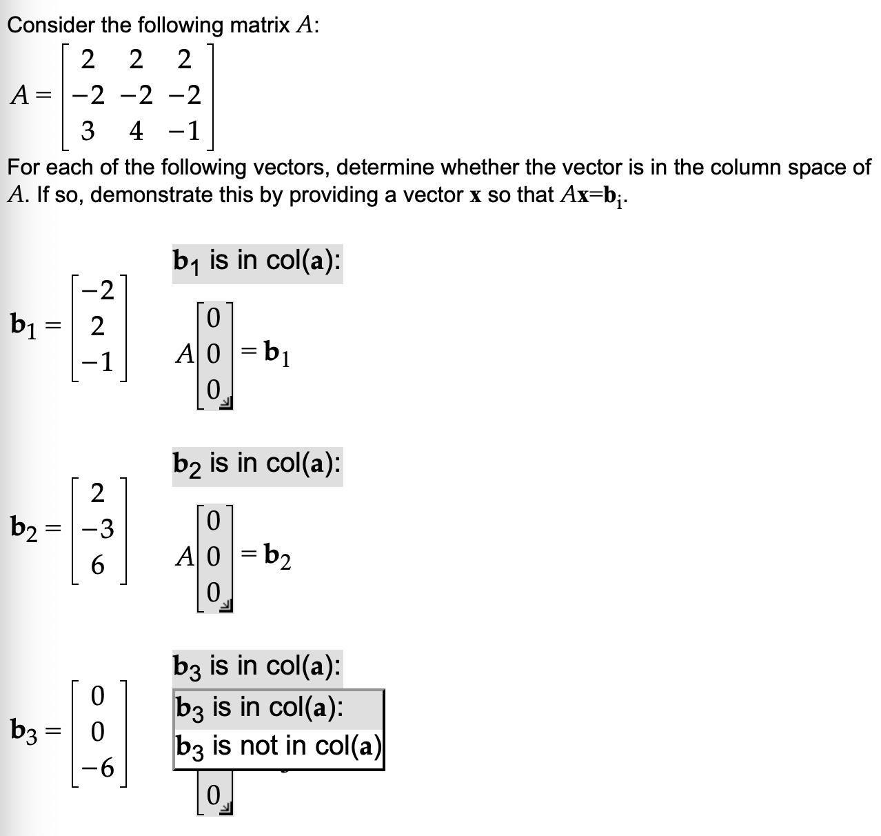 Solved Consider the following matrix A | Chegg.com