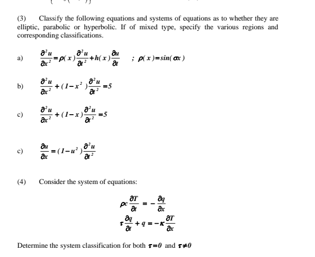 Solved (3) Classify the following equations and systems of | Chegg.com