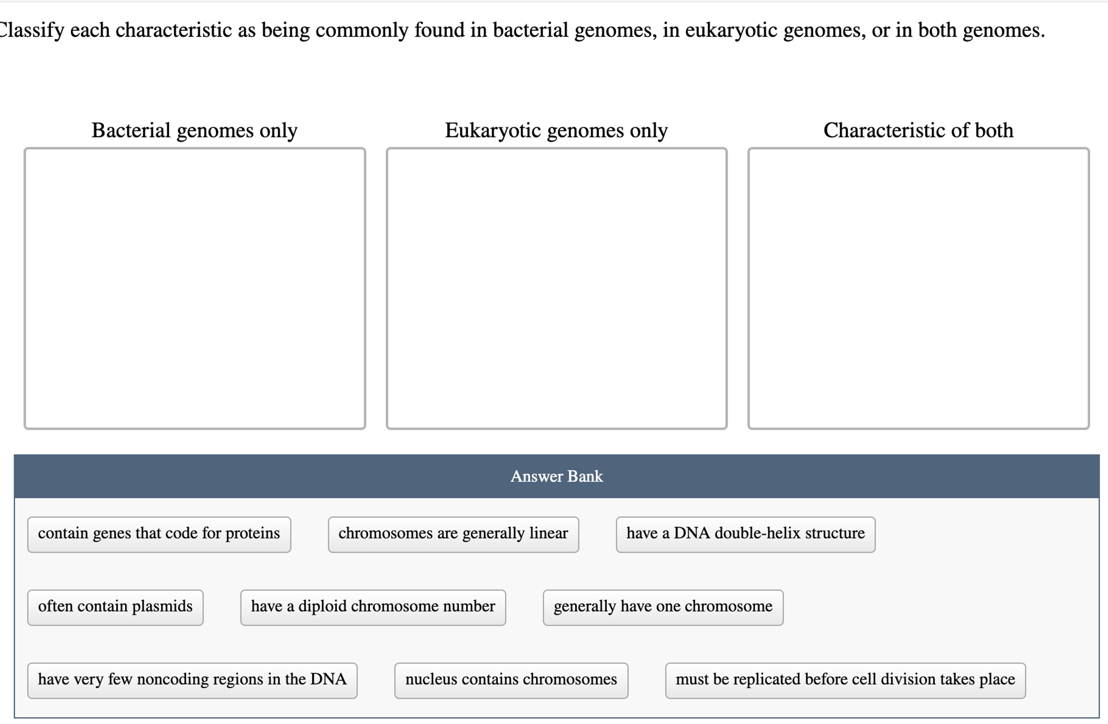 Solved Classify each characteristic as being commonly found | Chegg.com