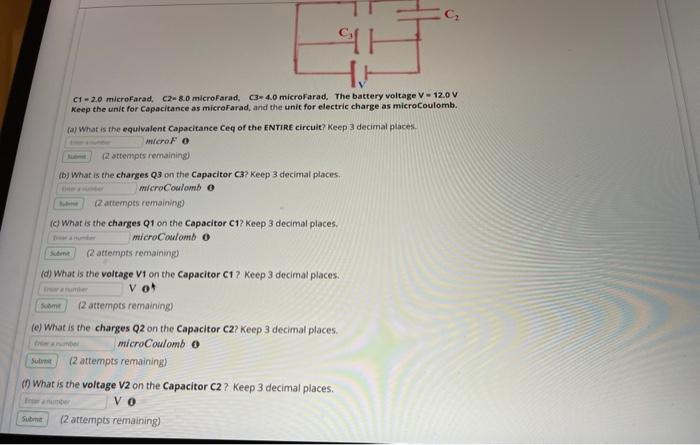 Solved CH C1 -2.0 microfarad, C2-8.0 microfarad, 03-4.0 | Chegg.com