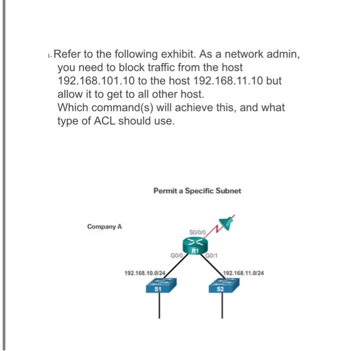 Solved 1- Refer to the following exhibit. As a network | Chegg.com