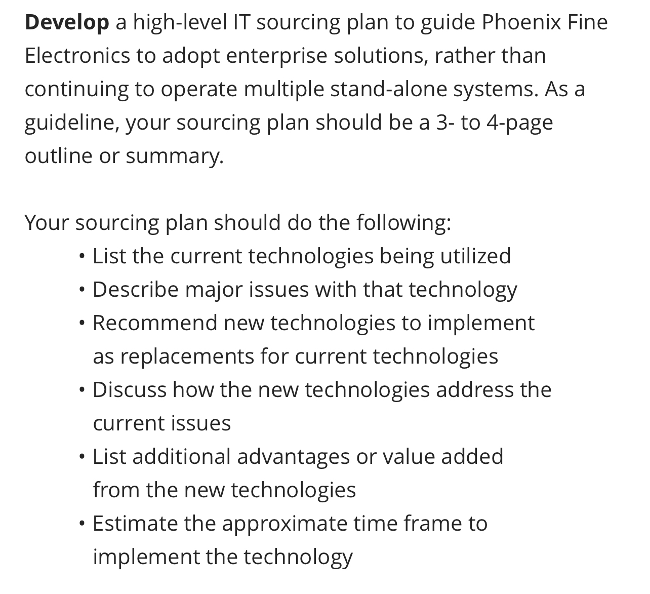 Solved ERP, CRM, ﻿BI/DSS:Develop a high-level IT sourcing | Chegg.com
