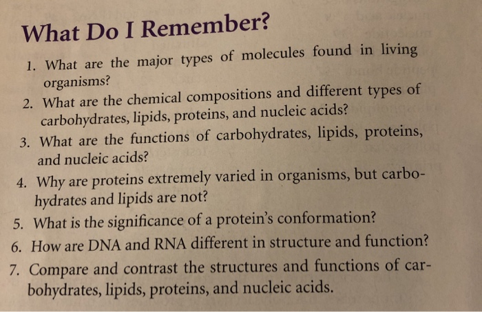 Solved What Do I Remember? 1. What are the major types of | Chegg.com
