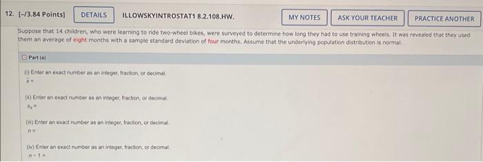 Solved 12. (-/3.84 Points] DETAILS ILLOWSKYINTROSTAT1 | Chegg.com