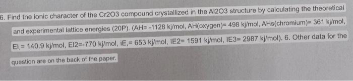 Solved Find the ionic character of the Cr2O3 compound | Chegg.com