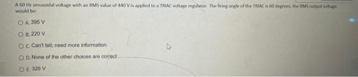 Solved A 60 Hz sinusoidal voltage with an FMS value of 4A0 V | Chegg.com