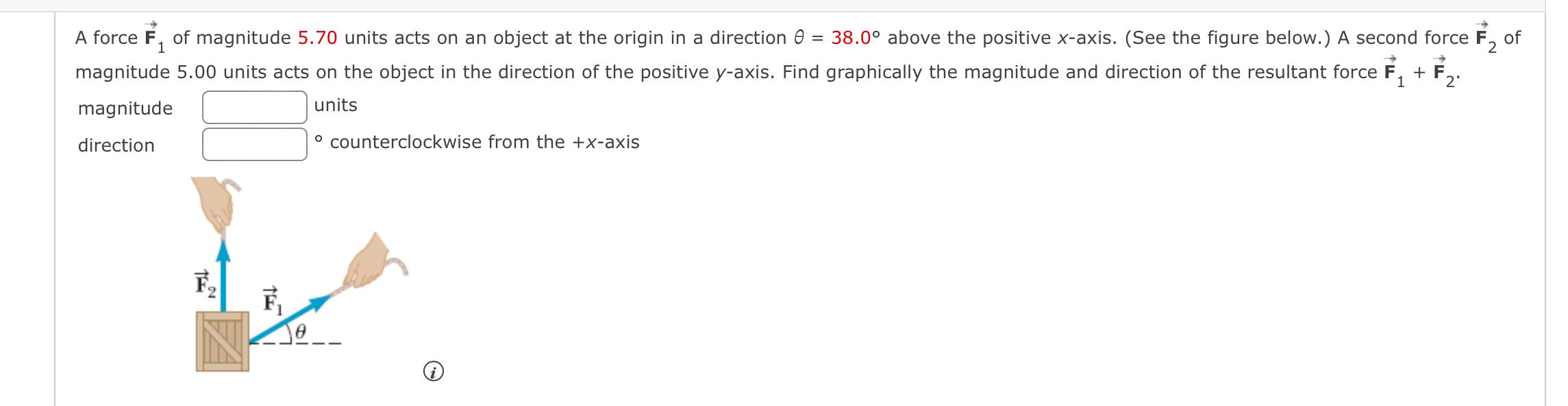 Solved A force vec(F)1 ﻿of magnitude 5.70 ﻿units acts on an | Chegg.com