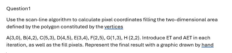 Solved Question1use The Scan Line Algorithm To Calculate