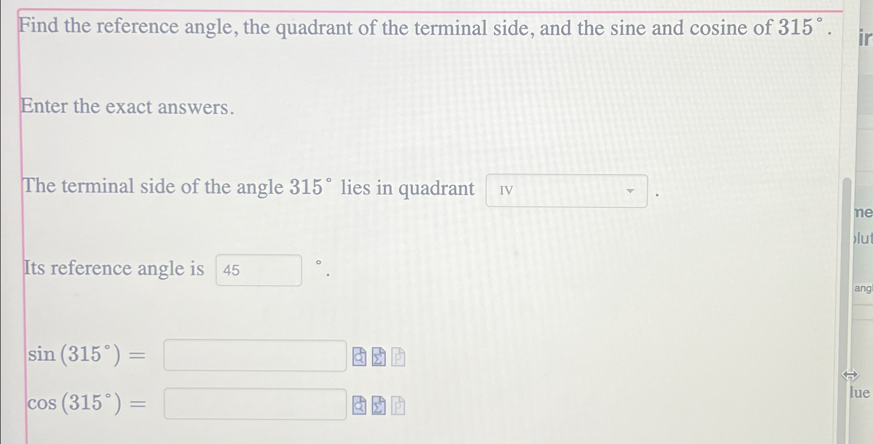 Solved Find the reference angle, the quadrant of the | Chegg.com