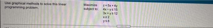 Solved Use graphical methods to solve this linear | Chegg.com