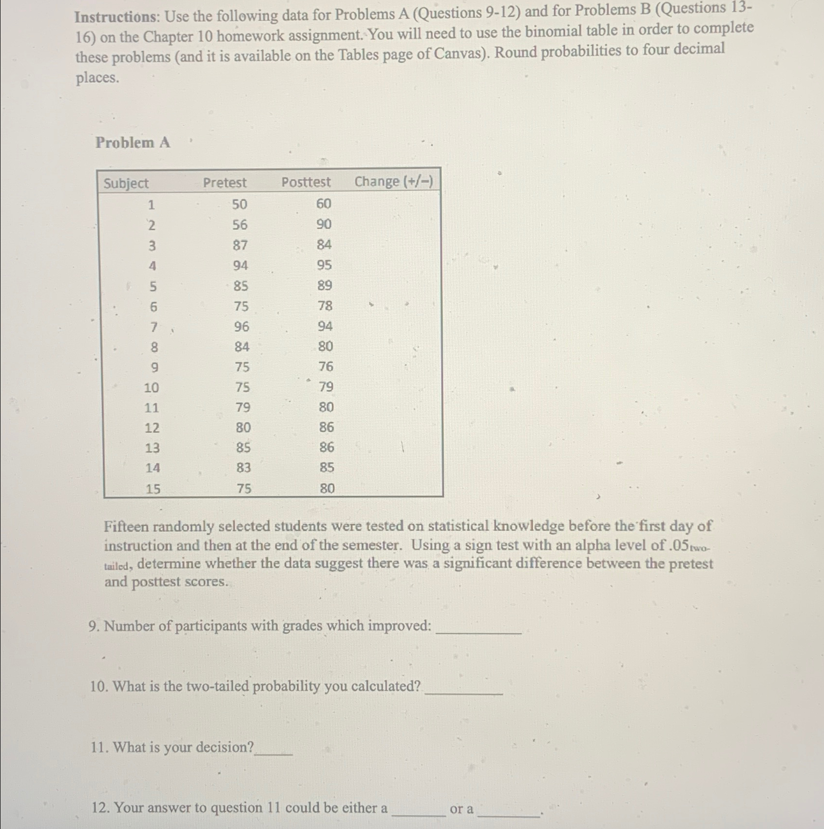 Solved Instructions: Use the following data for Problems A | Chegg.com