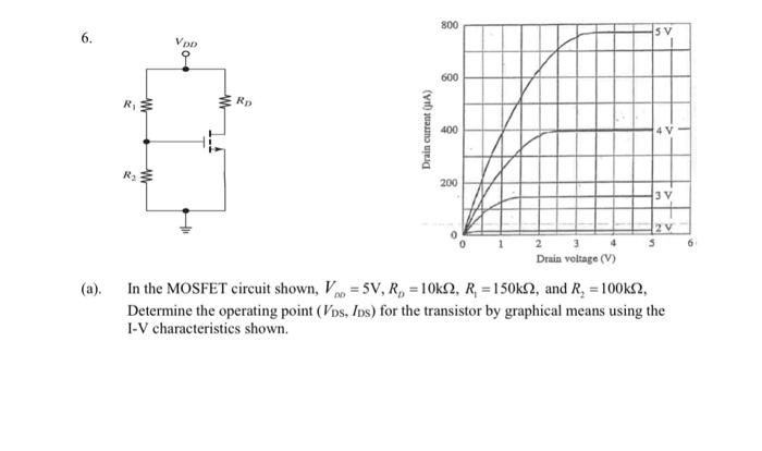 Solved 800 6. SV VOD 오 600 R SRD Drain current GIA) 400 R | Chegg.com