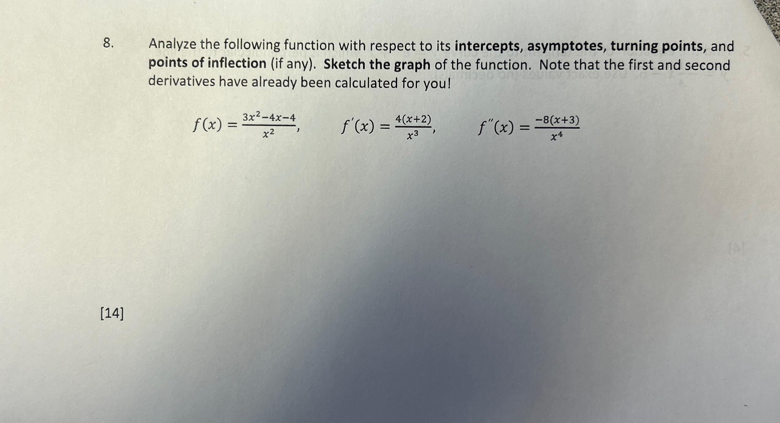 Solved Analyze the following function with respect to its | Chegg.com