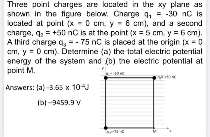 Solved Three point charges are located in the xy plane as | Chegg.com