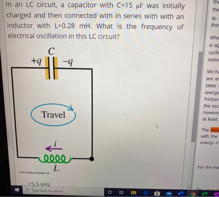 Solved the the In an LC circuit, a capacitor with C=15 uF | Chegg.com